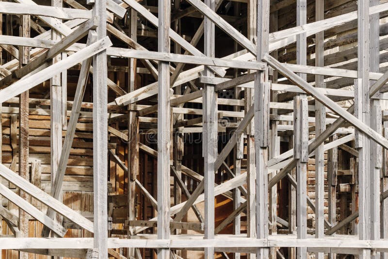 Old wooden scaffolding stock image. Image of housing - 93384991
