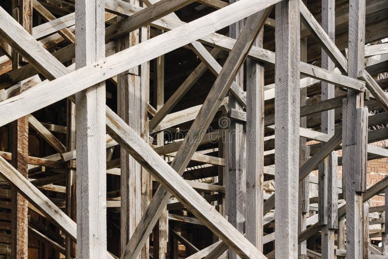 Old wooden scaffolding stock image. Image of retro, dirty - 93385113