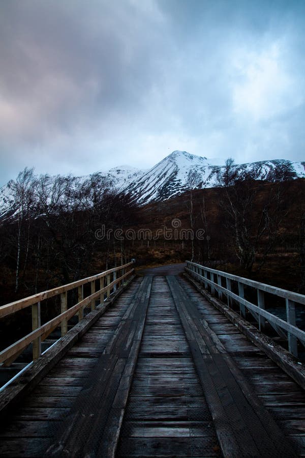 Old Wooden Scottish Bridge Color Stock Photo - Image of stormy, hills ...