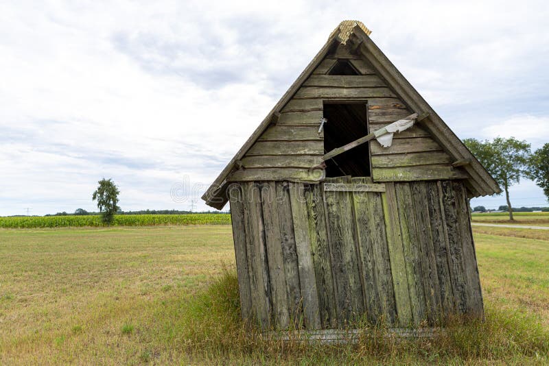 Old Wooden Shack in the Fields Stock Photo - Image of village ...