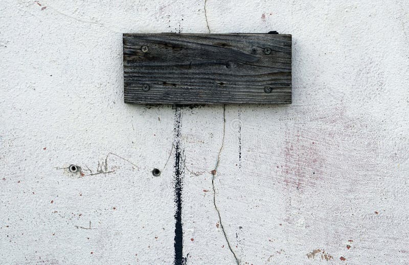 A Old Wooden Signboard on White Concrete Wall, Background and Texture ...