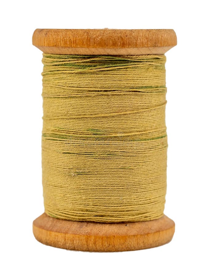 Old Wooden Spool of Thread for Sewing Close-up. Threads on a White ...
