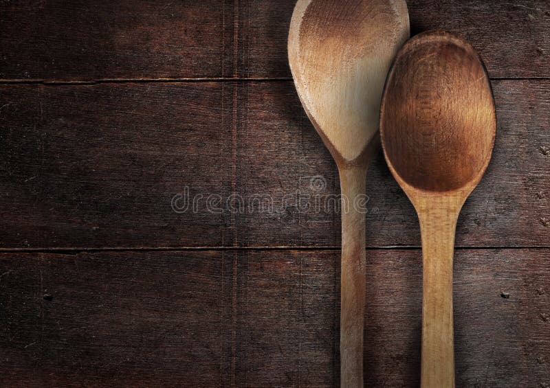 Old Wooden Spoons on the Wood Table Stock Image - Image of cooking ...