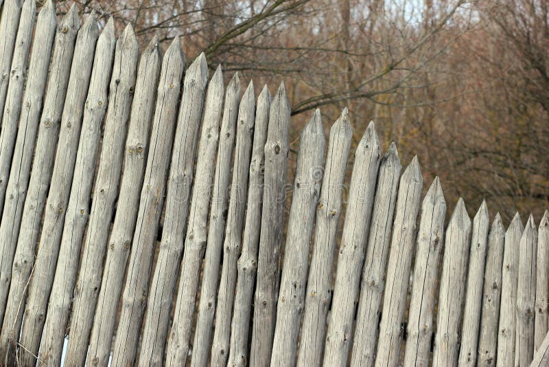 Old wooden stockade fence stock photo. Image of wall - 112815060