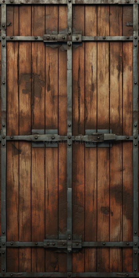 Realistic Rustic Wooden Doors with Iron Frame - Hyper-detailed ...