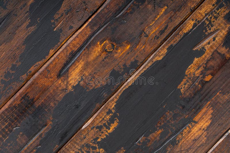 Old Wooden Surface Background, Scuffed Boards with Black Paint Stains ...