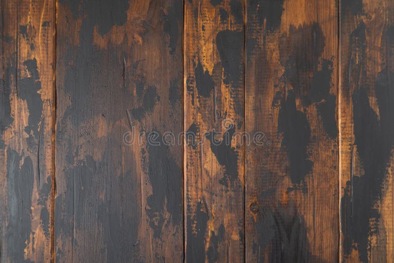 Old Wooden Surface Background, Scuffed Boards with Black Paint Stains ...