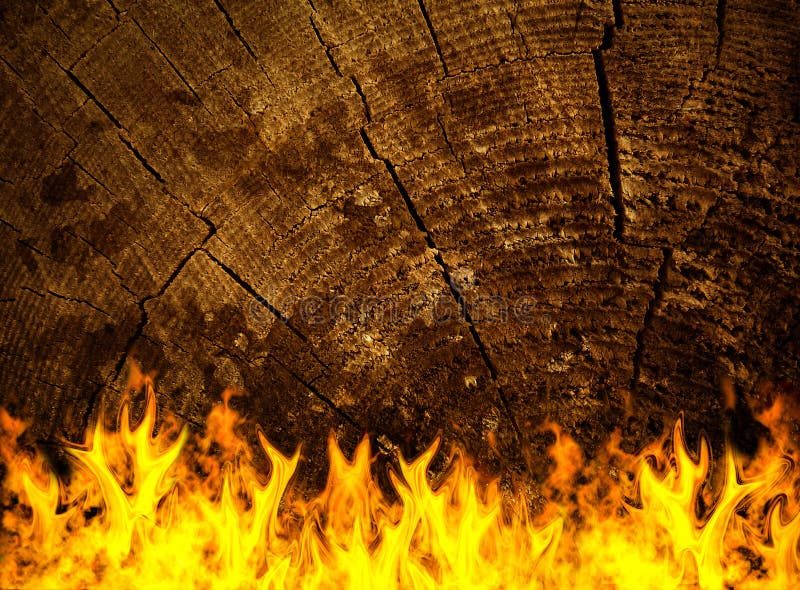 Old wooden surface on fire stock illustration. Illustration of fire ...