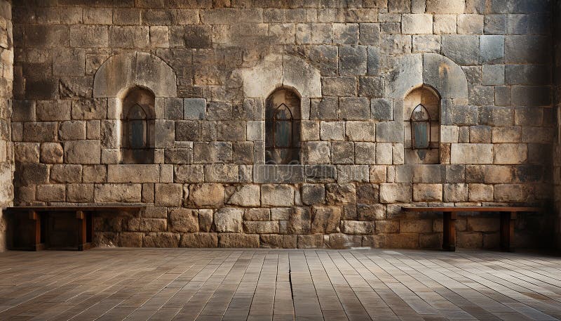 Old Wooden Table in an Ancient, Rustic, Empty Room Generated by AI ...