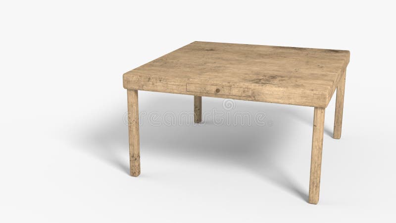 Old Wooden Table Background Work, 3d Rendering Stock Illustration ...