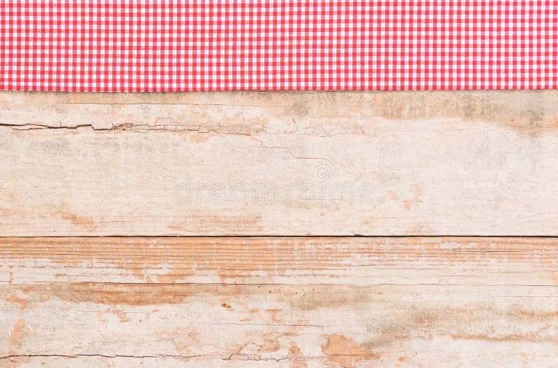 Rustic Kitchen Table Background with Red Checked Tablecloth Stock Image ...