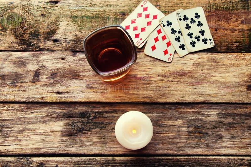 Old Wooden Table To Play Cards from Above Stock Photo - Image of chip ...