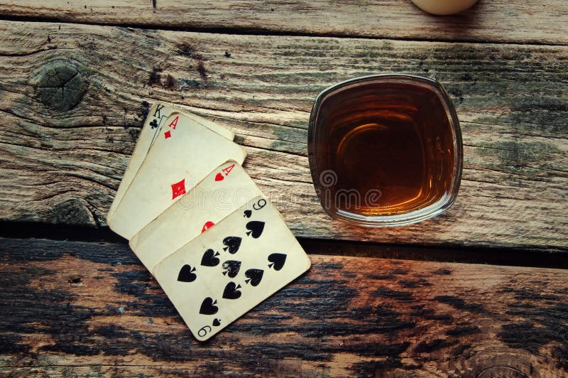 Old Wooden Table To Play Cards from Above Stock Image - Image of brown ...