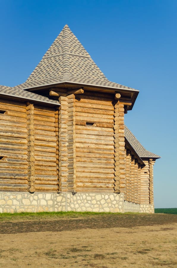Old Wooden Tower on Blue Sky Background Stock Photo - Image of ...