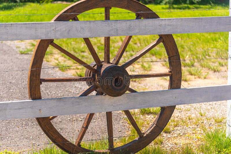 Old wooden trailer wheels stock image. Image of design - 318229331