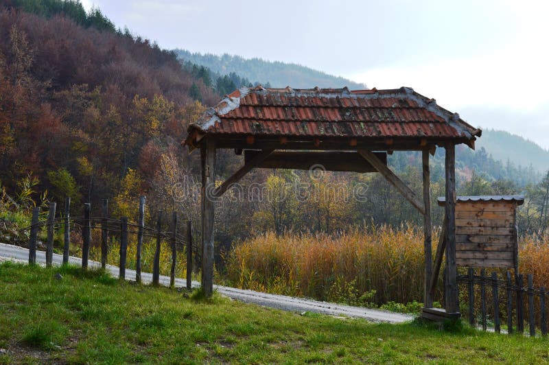 Old wooden village gate stock photo. Image of wooden - 204060400