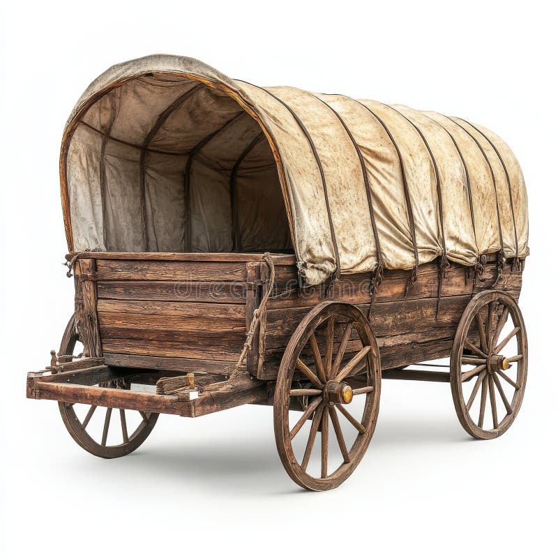 The Old Wooden Wagon Carriage is Isolated on a Transparent Background ...