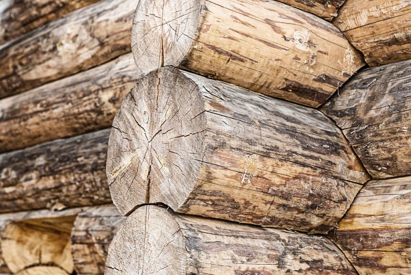Old Wooden Wall Made from Logs Pattern Corner of the House Stock Photo ...