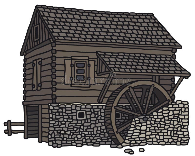 Water Mill stock vector. Illustration of wheat, harvest - 20726190