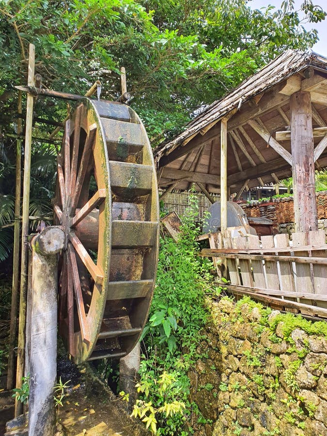 Old wooden waterwheel stock photo. Image of stone, tool - 322064704