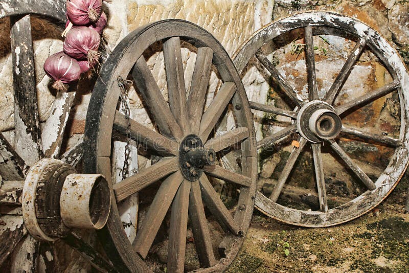 Old wooden wheels stock photo. Image of wooden, barn - 93725036