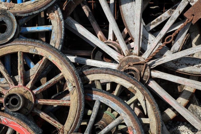 Old wooden wheels stock image. Image of brown, weathered - 38881745