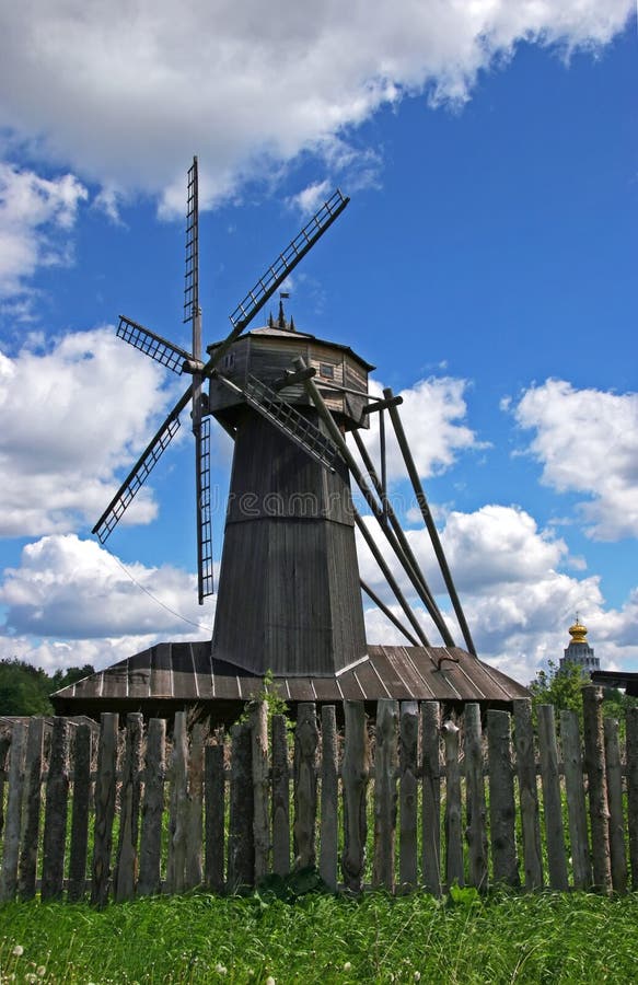 The old wooden wind mill stock photo. Image of architecture - 3518462