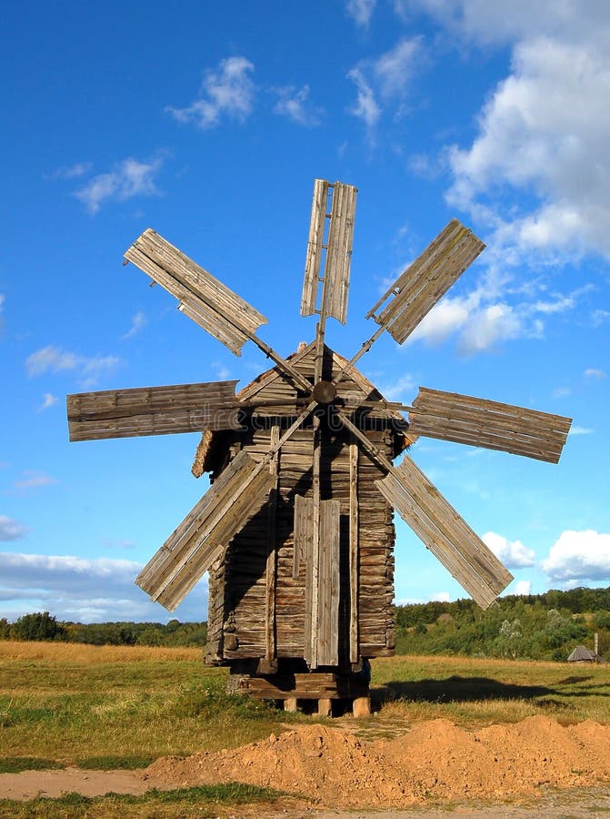 Old wooden windmill stock photo. Image of pirogovo, kyiv - 15375412