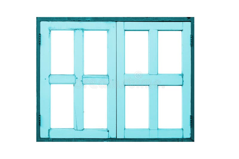 Blue Painted Wooden Window Frame Isolated on a White Background Stock ...