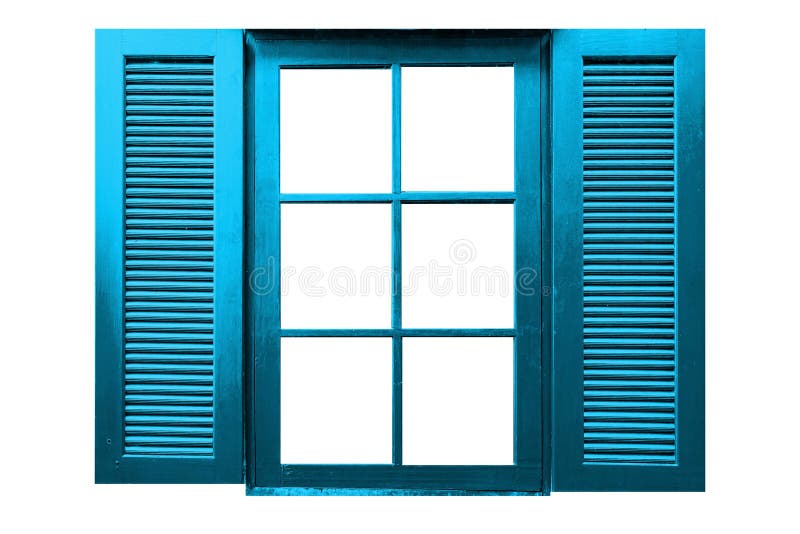 Blue Painted Wooden Window Frame Isolated on a White Background Stock ...