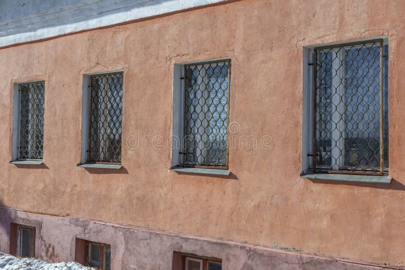 Old Crooked Wooden Window of a Rickety Stone Building Stock Photo ...