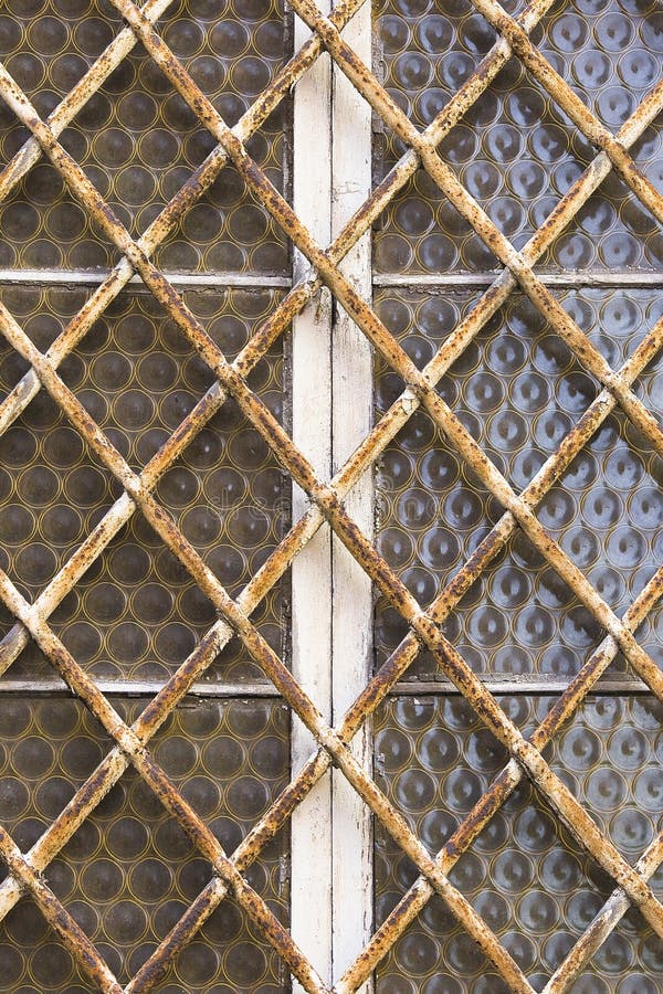 Old Wooden Window with Handmade Artisan Glass and Rusty Metal ...