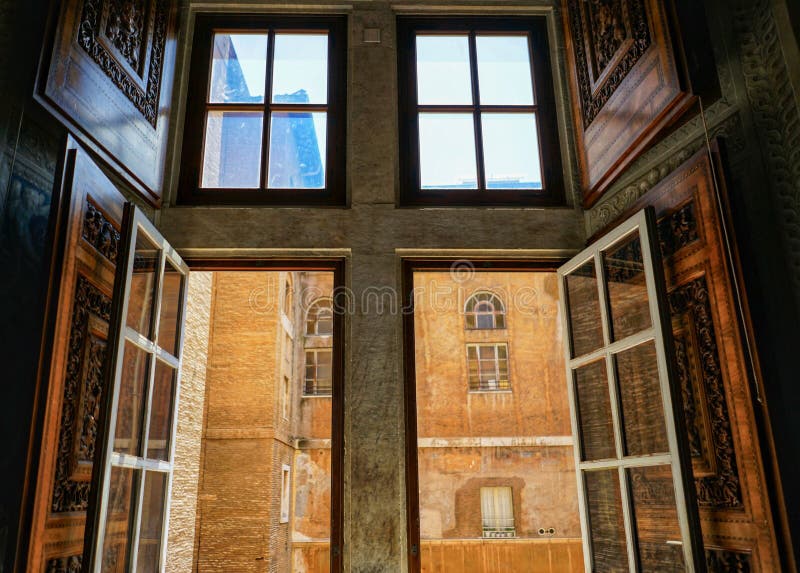 Old Wooden Windows of an Ancient Building in Vatican, in Rome Stock ...