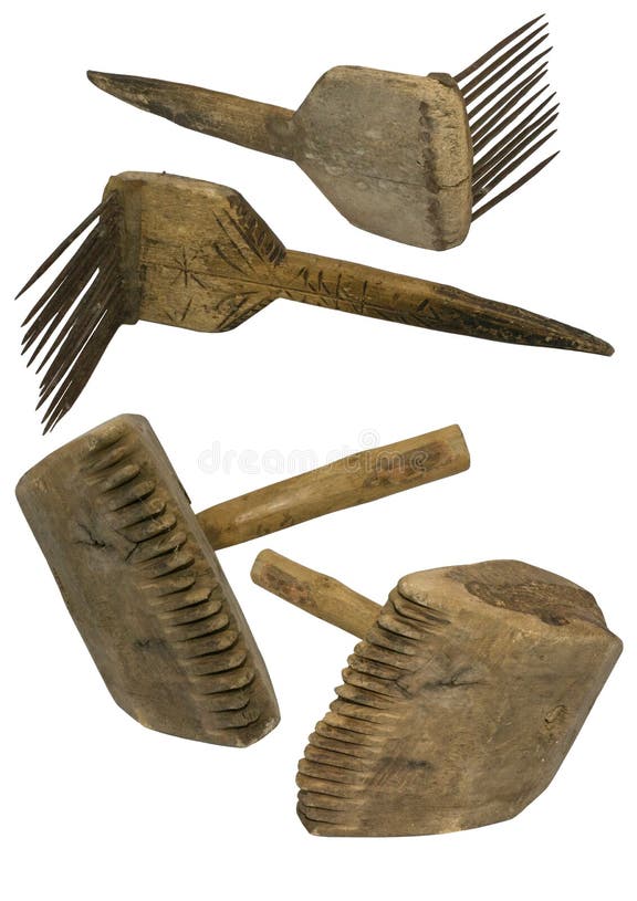 Old wool comb and mallet stock image. Image of manufacture - 35205689