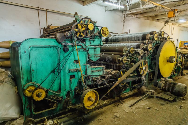 Old Wool Processing Machine. Carding of Wool Equipment Stock Photo ...