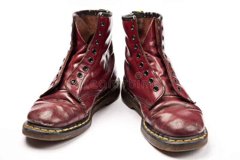 Old Work Boots Isolated on a White Background Stock Photo - Image of ...