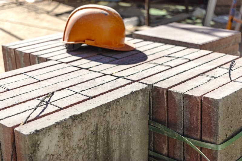 Folded Paving Slabs, Prepared for Transportation. the Tiles are Stacked ...