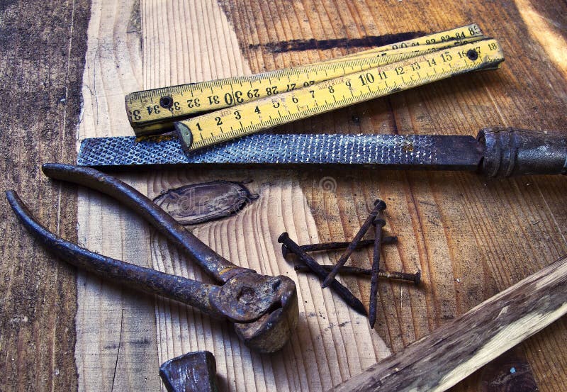 Old work tools stock image. Image of objects, closeup - 229927823