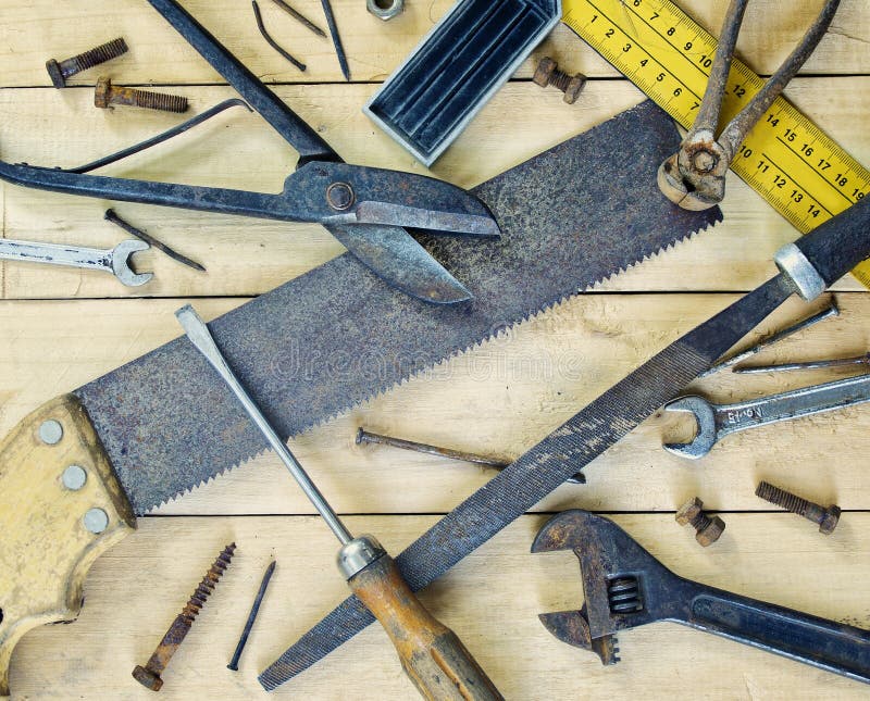 Old work tools stock image. Image of construction, material - 229927819