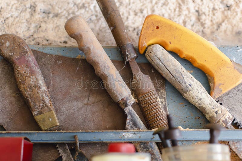Old Workshop with Vintage Hand Tools, Real Life Photo Stock Image ...