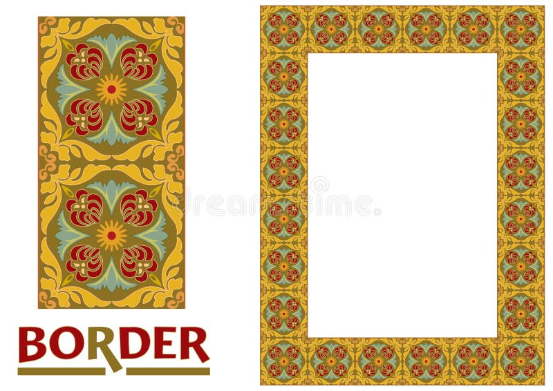 Old World Borders Vector - Tiled Frame in Plant Leaves and Flowers ...