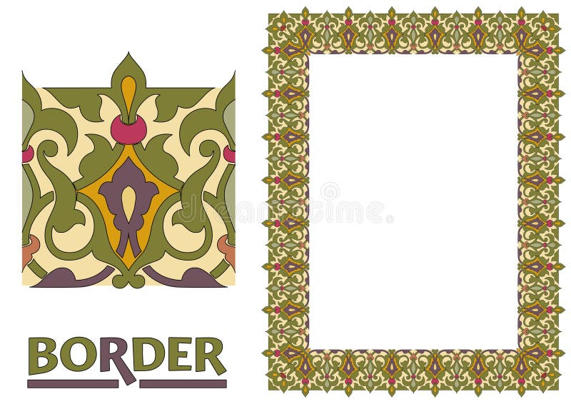 Old World Borders Vector - Tiled Frame in Plant Leaves and Flowers ...