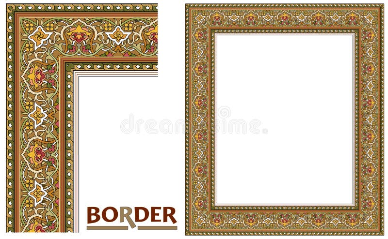Old World Borders Vector - Tiled Frame in Plant Leaves and Flowers ...