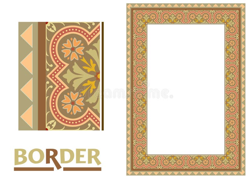 Old World Borders Vector - Tiled Frame in Plant Leaves and Flowers ...