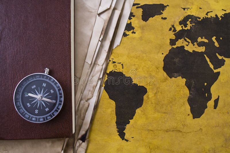 Old world map with compass stock photo. Image of design - 13593226