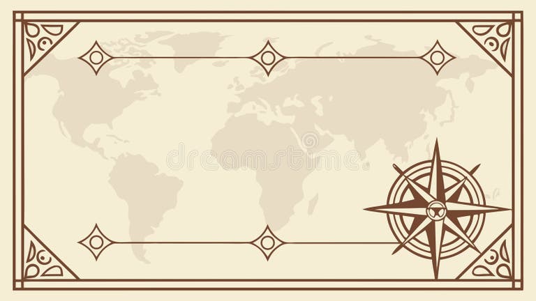 Old World Map with Compass Rose Frame Vector, Vector Design Generative ...