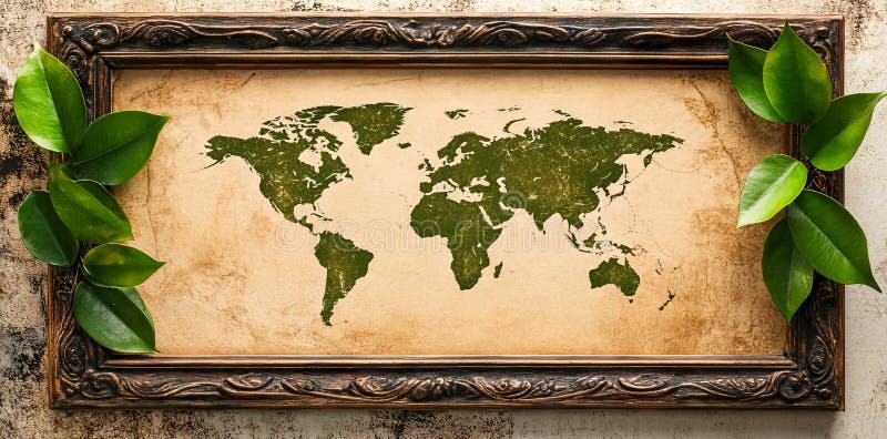 An Old-world Map, Encircled by Lush Greenery, Showcasing the Importance ...