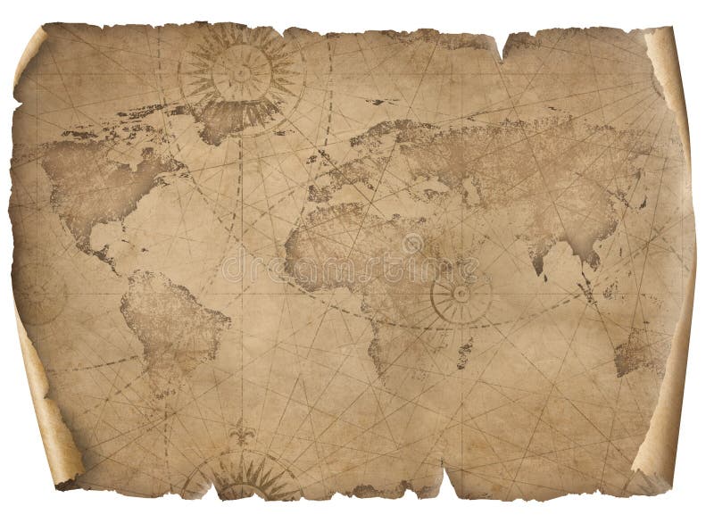 Old World Map Illustration Isolated on White. Based on Image Furnished ...
