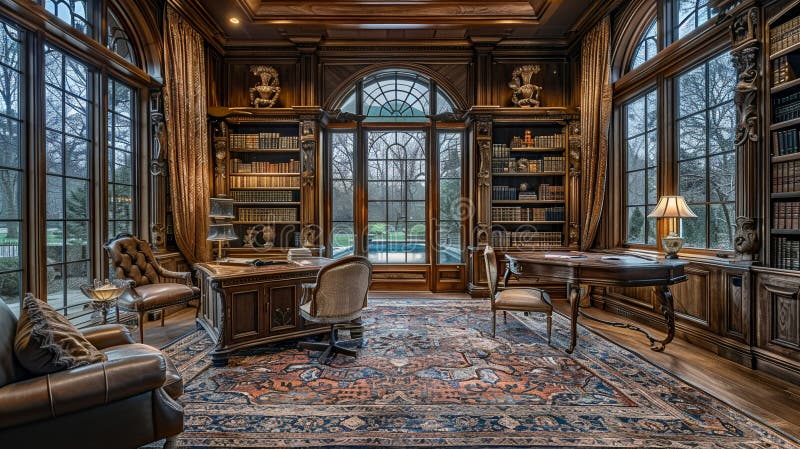 Old-world Study with Rich Wood Paneling and a Hidden Bookcase Door ...