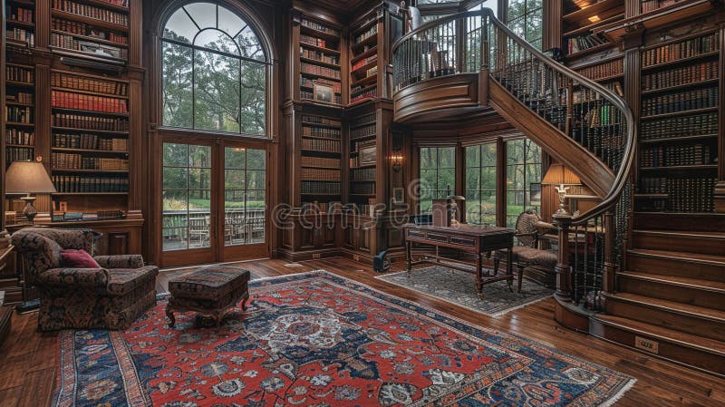 Old-world Study with Rich Wood Paneling and a Hidden Bookcase Door ...